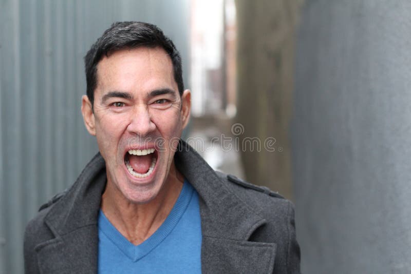 Furious Man Yells, Out of Control or Insane Stock Photo - Image of ...