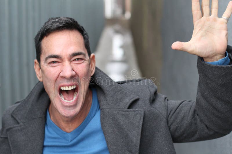 Furious Man Yells, Out of Control or Insane Stock Image - Image of ...