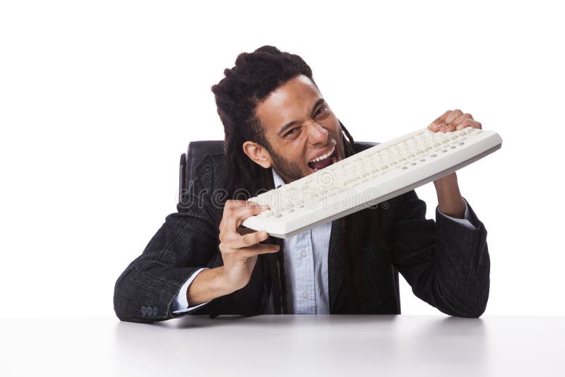 Rastafari Man Biting His Keyboard Stock Image - Image of eating ...