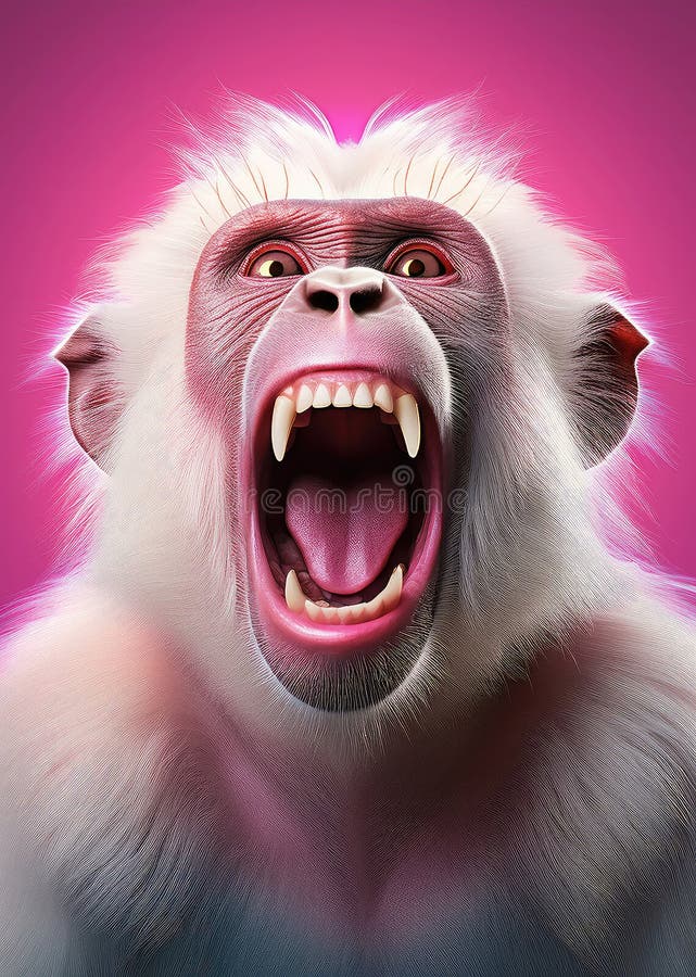 The Furious Snow Monkey: a Digital Portrait of Primal Rage Stock Illustration - Illustration of ...