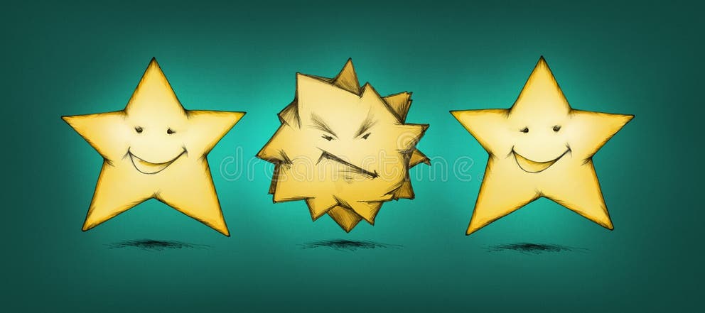 Furious Star between Cheerful Stars Stock Illustration - Illustration ...
