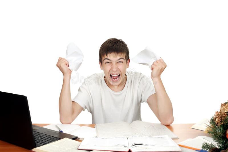 Angry Student with a Books stock photo. Image of nervous - 35291452