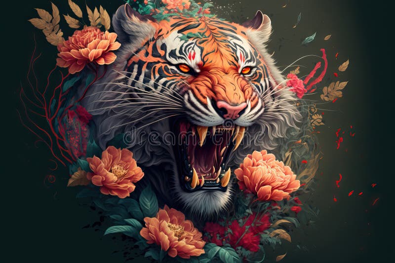 Furious tiger face stock illustration. Illustration of bold - 272013272