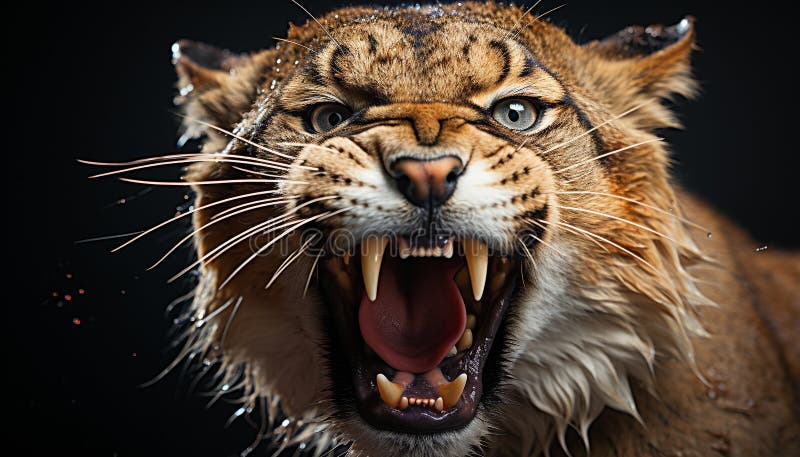 Furious Tiger Roaring, Showing Its Large Fangs and Fierce Eyes ...