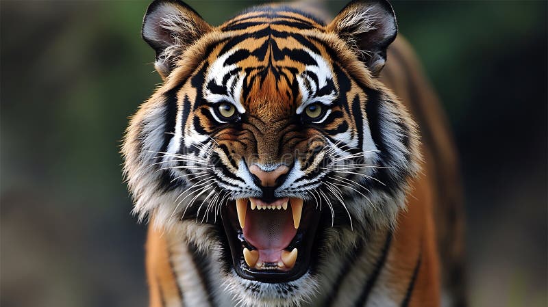 The Furious Tiger Shows Its Fierce Teeth To the Camera Stock ...