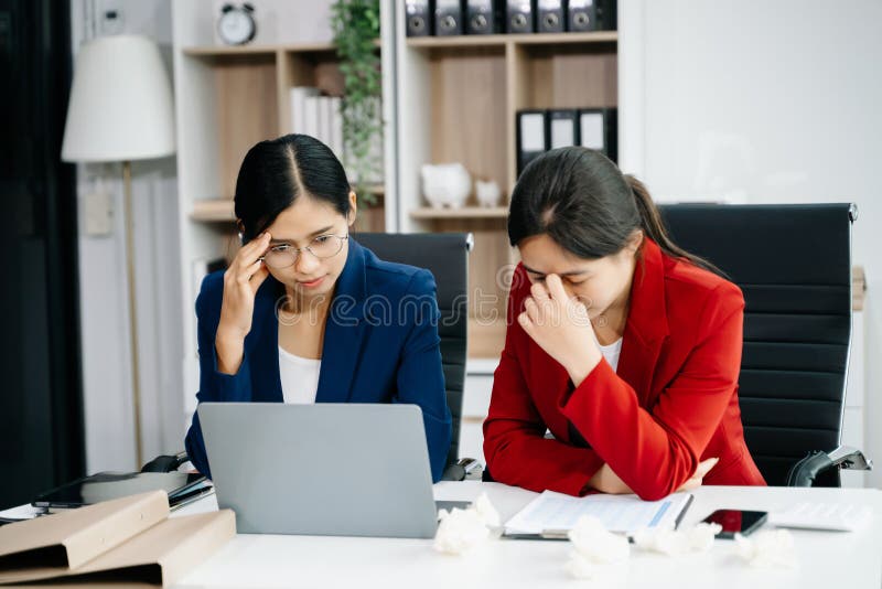 Furious Two Asian Businesspeople Arguing Strongly after Making a ...