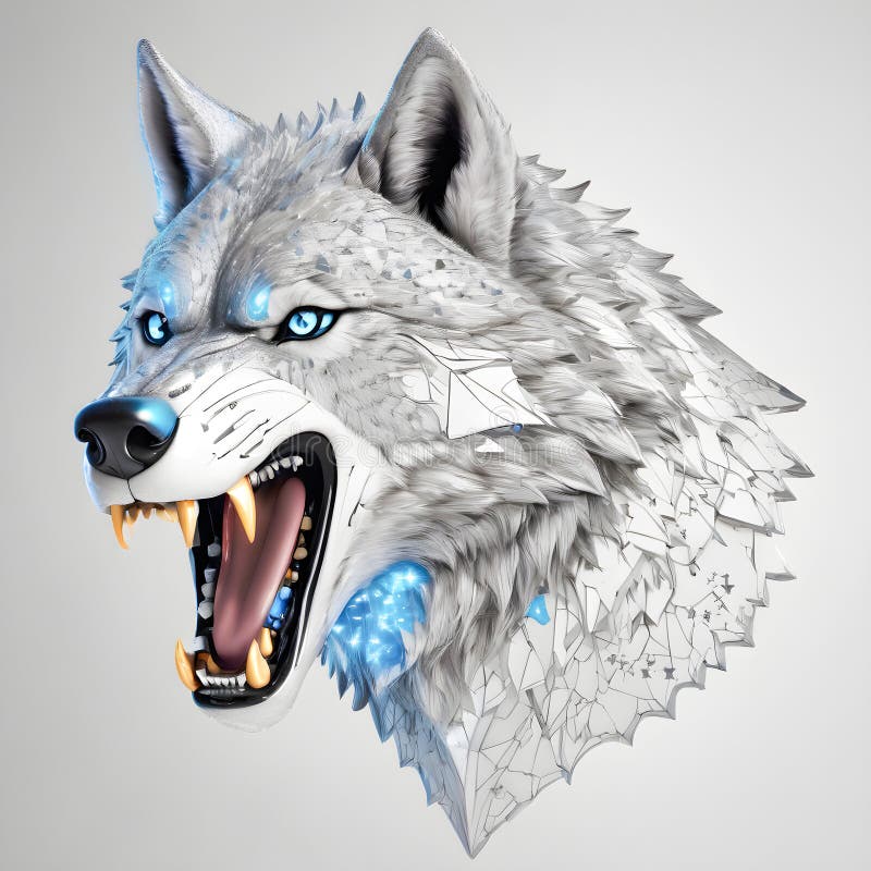 Furious Wolf with Open Mouth and Sharp Teeth. Vector Illustration Stock ...