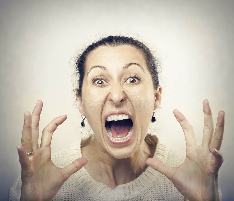 Furious woman screaming stock image. Image of shout, monster - 53580039