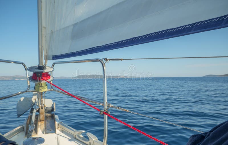 Furling Drum at the Base of a Boat S Sail with Red Rope Stock Image ...
