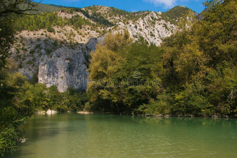 Furlo gorge stock photo. Image of clouds, mountain, europe - 77800656