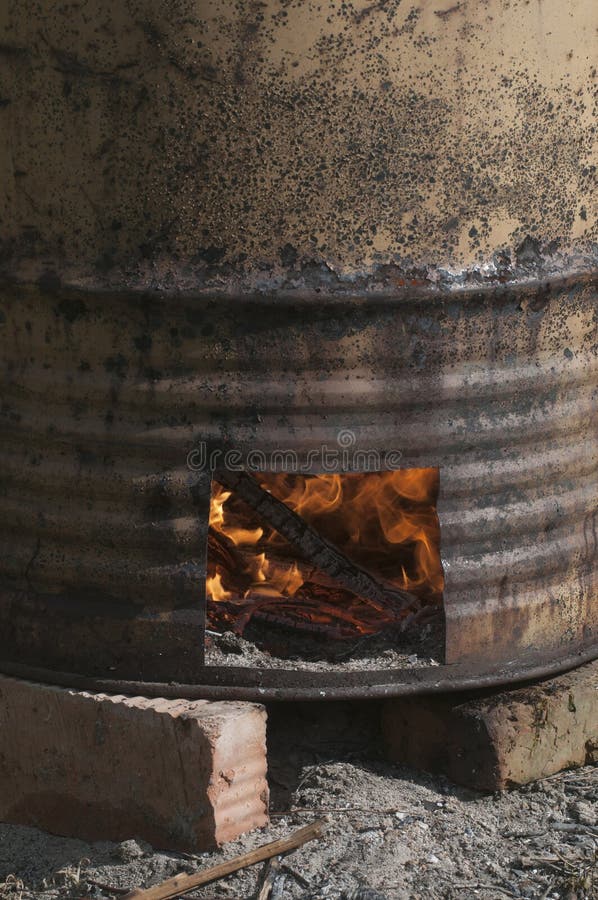 Furnace for Burning Suburban Waste, Made from a Barrel Stock Photo ...