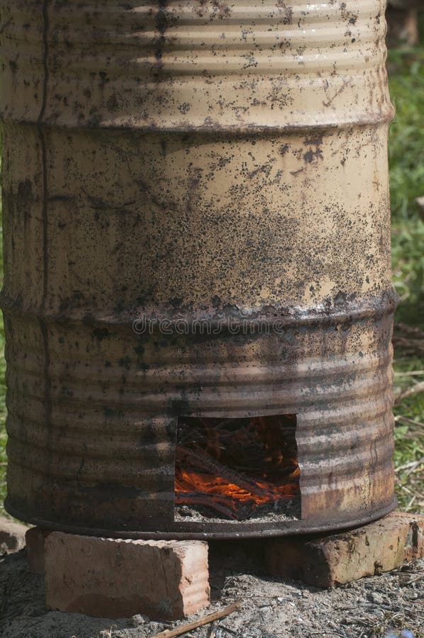 Furnace for Burning Suburban Waste, Made from a Barrel Stock Image ...