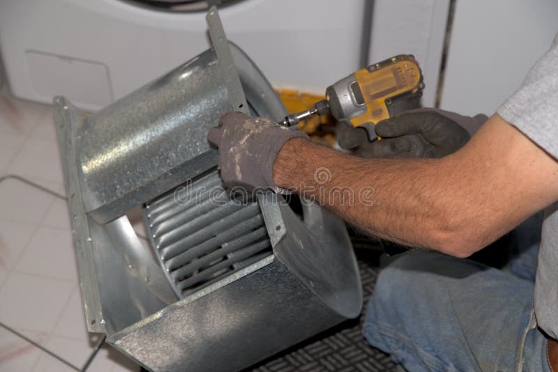 Furnace Fan is Repositioned in Its Housing Stock Photo - Image of ...