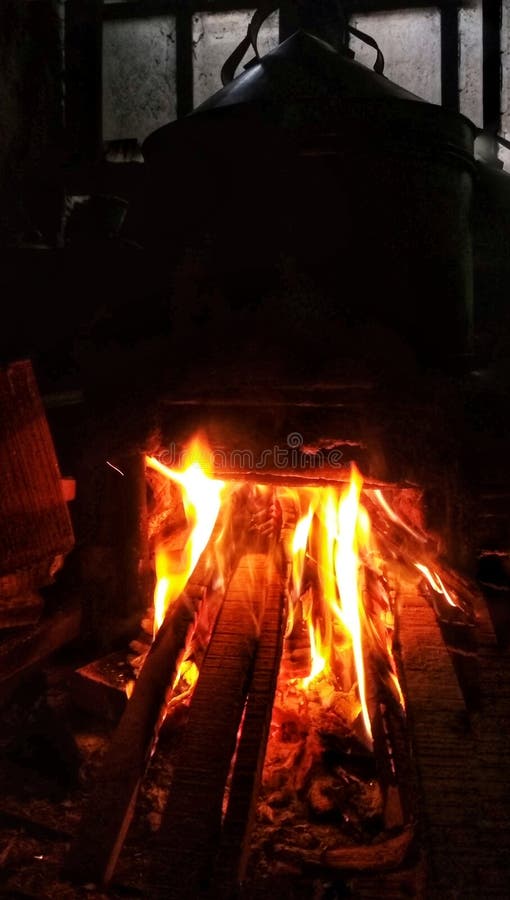 Furnace with fire stock image. Image of glowing, interior - 35437489