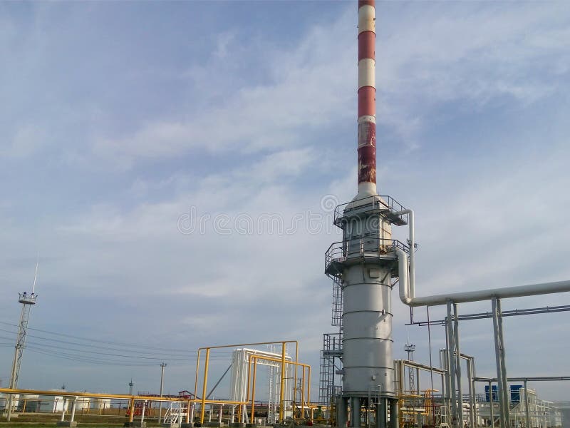 Furnace for Heating Oil at the Refinery Stock Photo - Image of pipeline ...