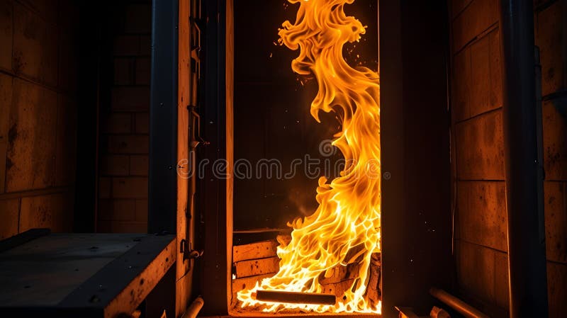 A Furnace Interior Glowing with Intense Heat and Vibrant Fire Stock ...