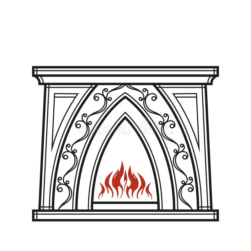 Furnace Outline Editable Stroke Icon. Fireplace Sign. Vector ...