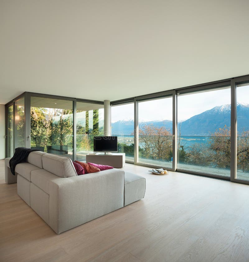 Furnished Apartment, Living Room View Stock Image - Image of concrete ...