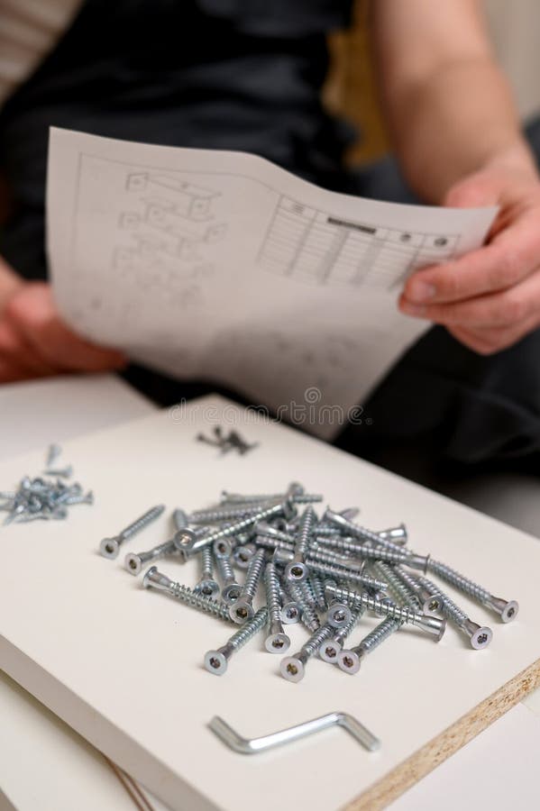 The Furniture Assembler is Studying the Instructions for Assembling ...