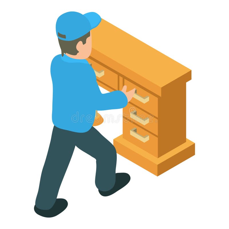 Furniture Assembly Icon Isometric Vector. Worker Busy Assembling Office ...