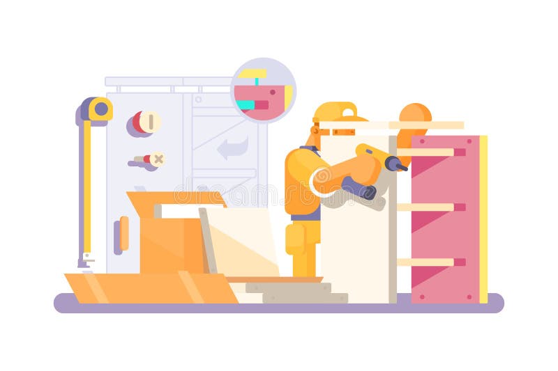 Furniture Assembly Process stock vector. Illustration of woodwork ...