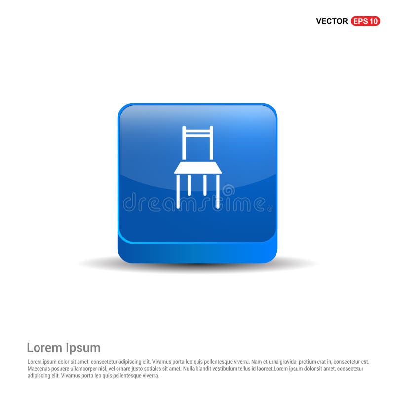 Furniture Chair Icon - 3d Blue Button Stock Vector - Illustration of ...
