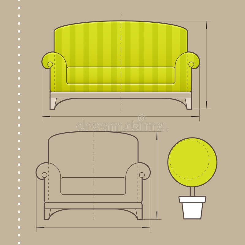 Furniture. Design Living Room. Interior Furniture. Scale 1:10 Stock ...