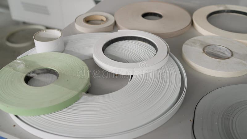Furniture Edge Banding Rolls in Workshop Stock Video - Video of repair ...