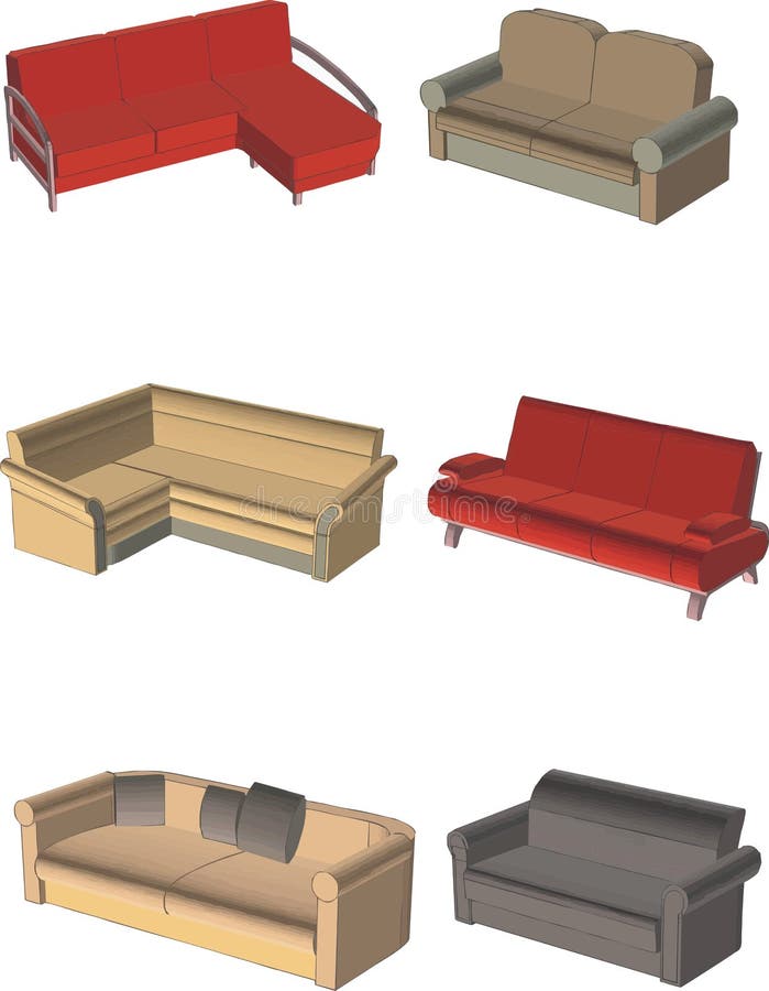 Furniture Elements, Sofa, Bed, Isolated Element. Stock Vector ...