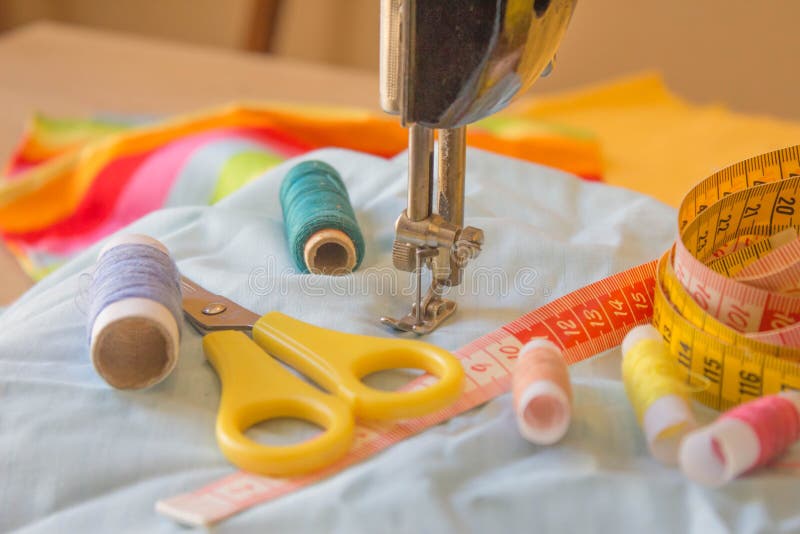 Furniture and Equipment for Sewing in Designer Sewing Workshop Stock ...