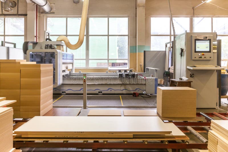 The Machine at the Furniture Factory Stock Image - Image of pile ...