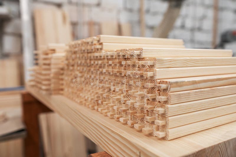 Furniture Factory Workshop with Wood Items. Stock Photo - Image of tool ...