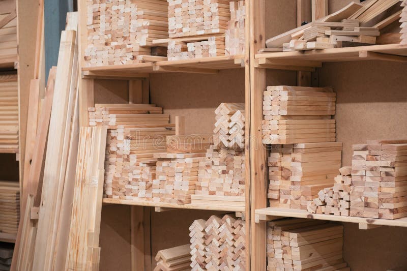 Furniture Factory Workshop with Wood Items. Stock Photo - Image of ...