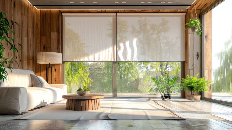 Furniture-filled Room with a Large Window Stock Image - Image of room ...