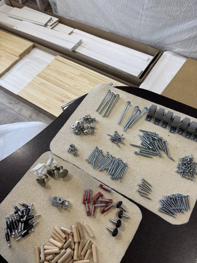 Furniture Hardware and Fittings for Assembling an Ottoman. High-Angle ...