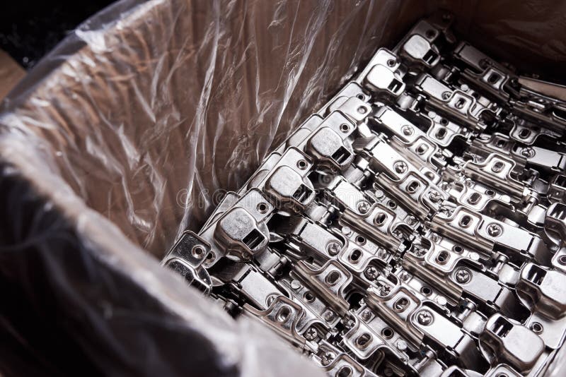 Furniture Hinge Close Up View of Kitchen Cabinet Stock Photo - Image of ...