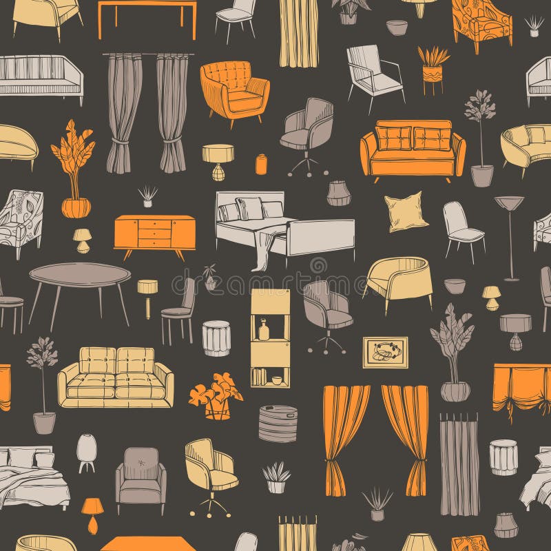 Furniture for the Home. Vector Pattern Stock Vector - Illustration of ...