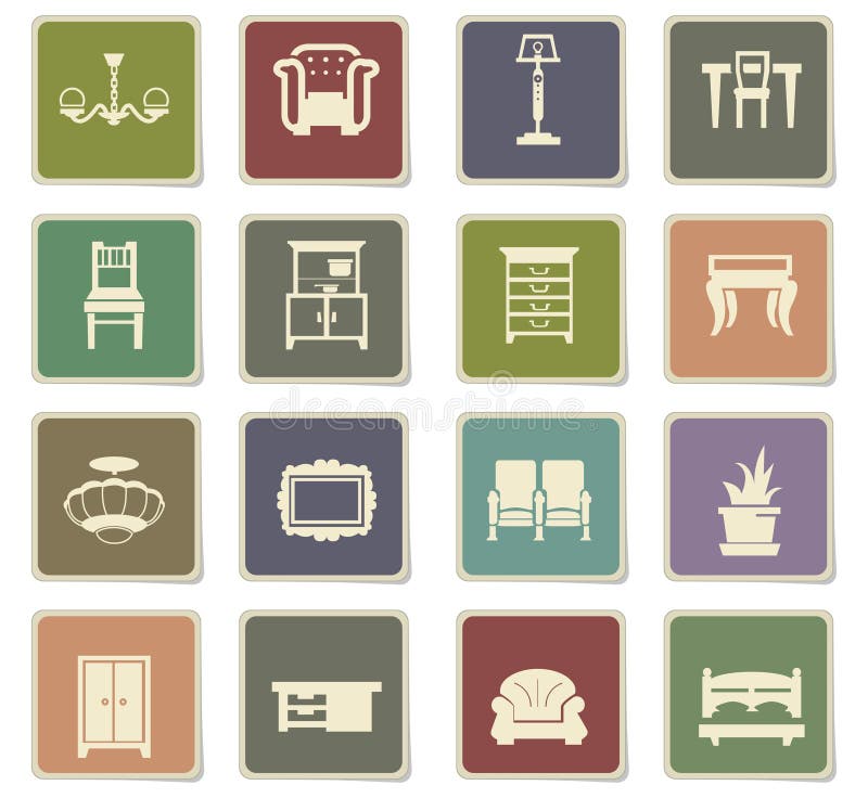 Furniture icon set stock illustration. Illustration of stool - 89865513