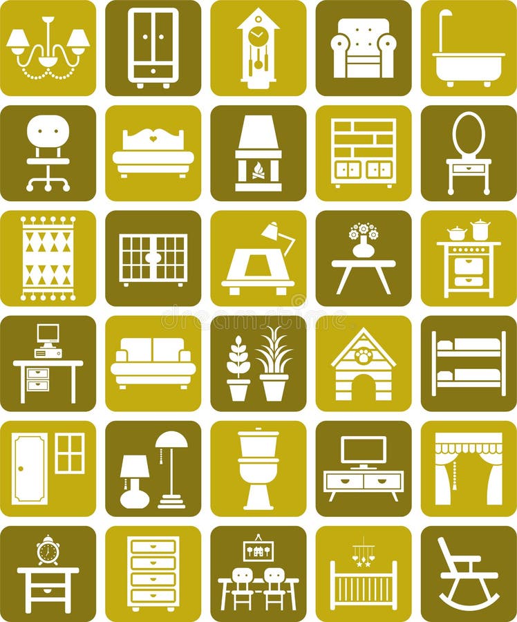Furniture icons stock vector. Illustration of chair, decorative - 26812252