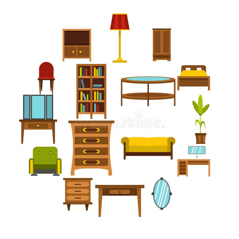 Furniture Icons Set, Flat Style Stock Vector - Illustration of fitment ... Furniture Icons Set, Flat Style Stock Vector - Illustration of fitment ...