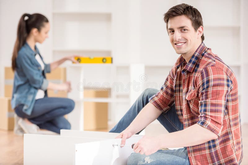 Furniture installation stock image. Image of indoors - 54953847