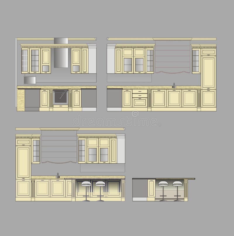 Furniture Kitchen Scan stock illustration. Illustration of wall - 68083933