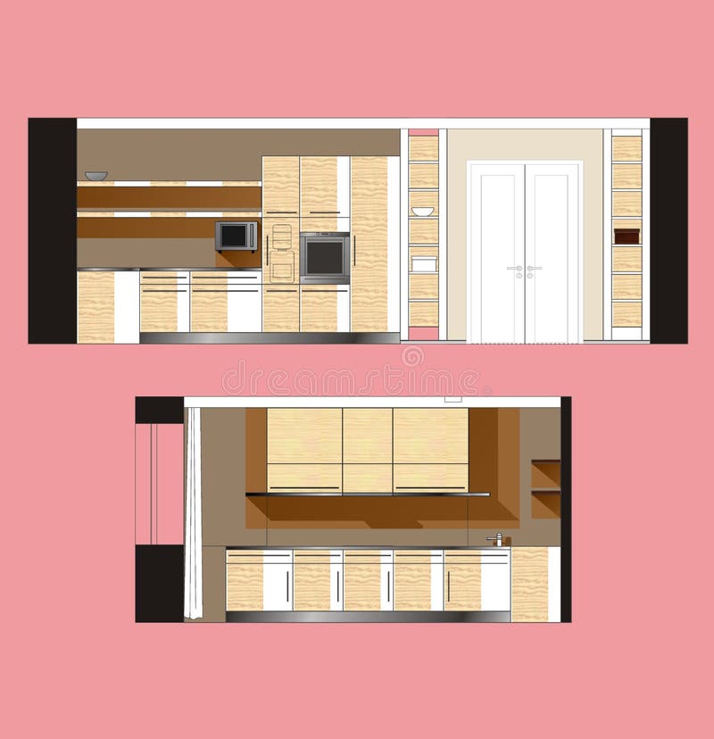 Furniture Kitchen Scan stock illustration. Illustration of wall - 68083933