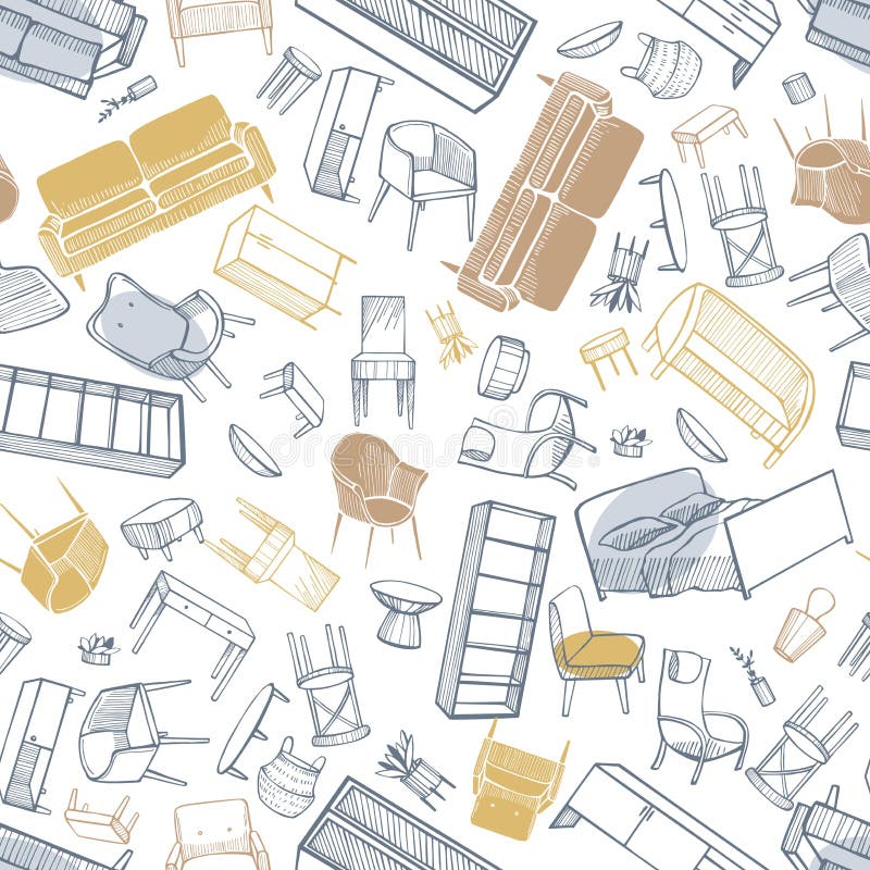 Furniture for the Home. Vector Seamless Pattern Stock Vector ...