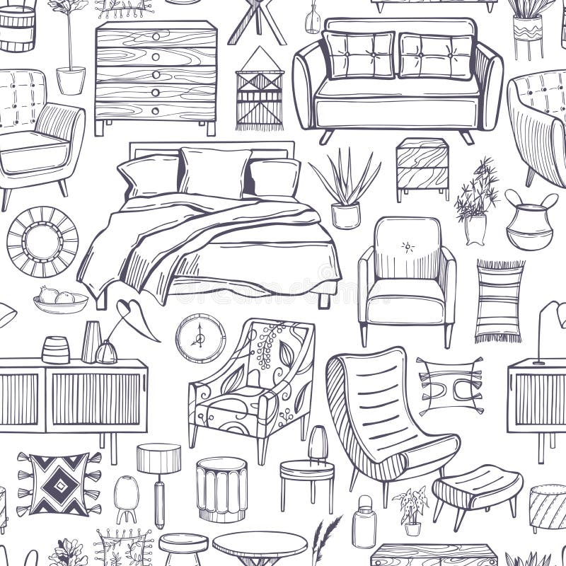 Furniture for the Home. Vector Pattern Stock Vector - Illustration of ...