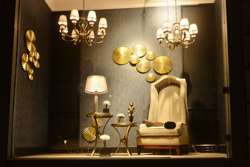 Furniture Lighting Showcase Stock Photo - Image of bulb, decorative ...