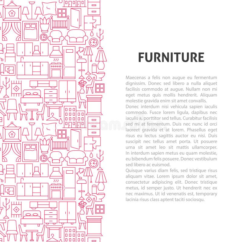 Furniture Line Pattern Concept Stock Vector - Illustration of mirror ...