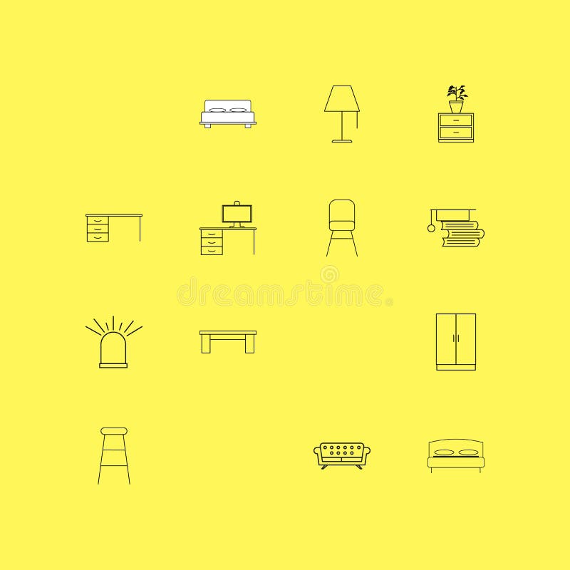 Furniture Linear Icon Set. Simple Outline Icons Stock Vector ...