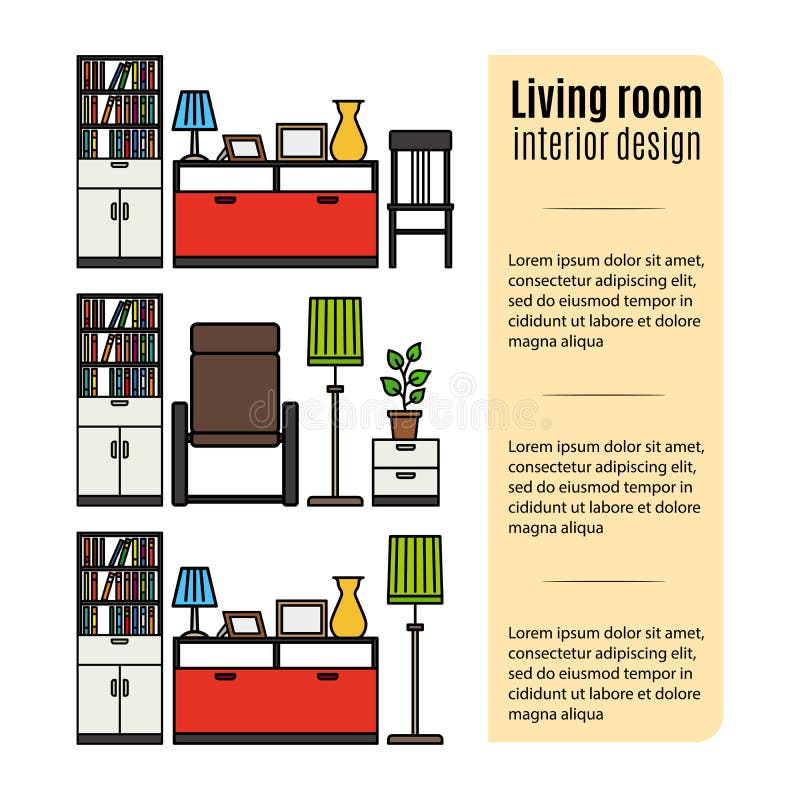 Furniture for Living Room Infographic Stock Vector - Illustration of ...