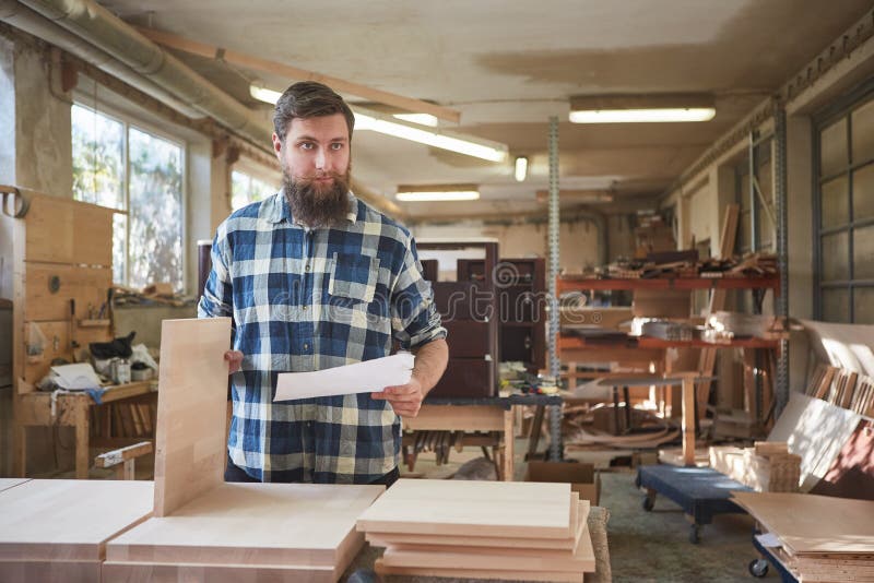 Furniture Maker with Checklist in the Carpentry Stock Image - Image of ...